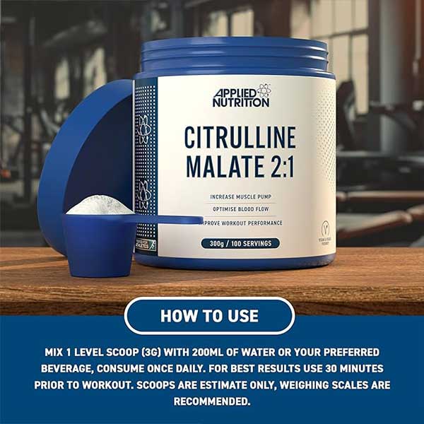 Applied Nutrition Citrulline Malate 2:1 - 300g | Premium Nitric Oxide ...