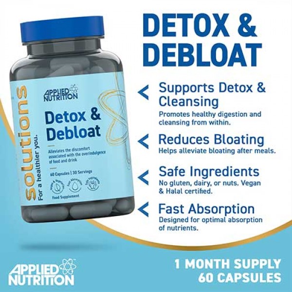 Applied Nutrition Detox & Debloat - 60 Caps | Digestive & Cleansing ...