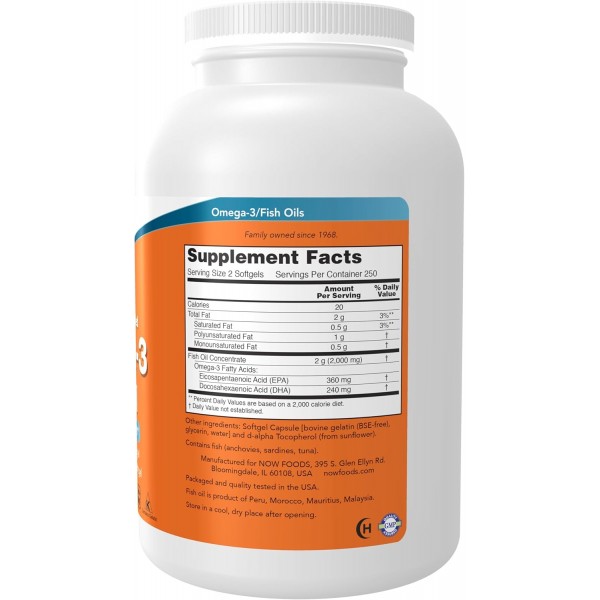 NOW Foods Molecularly Distilled Omega-3 - 200 Softgels