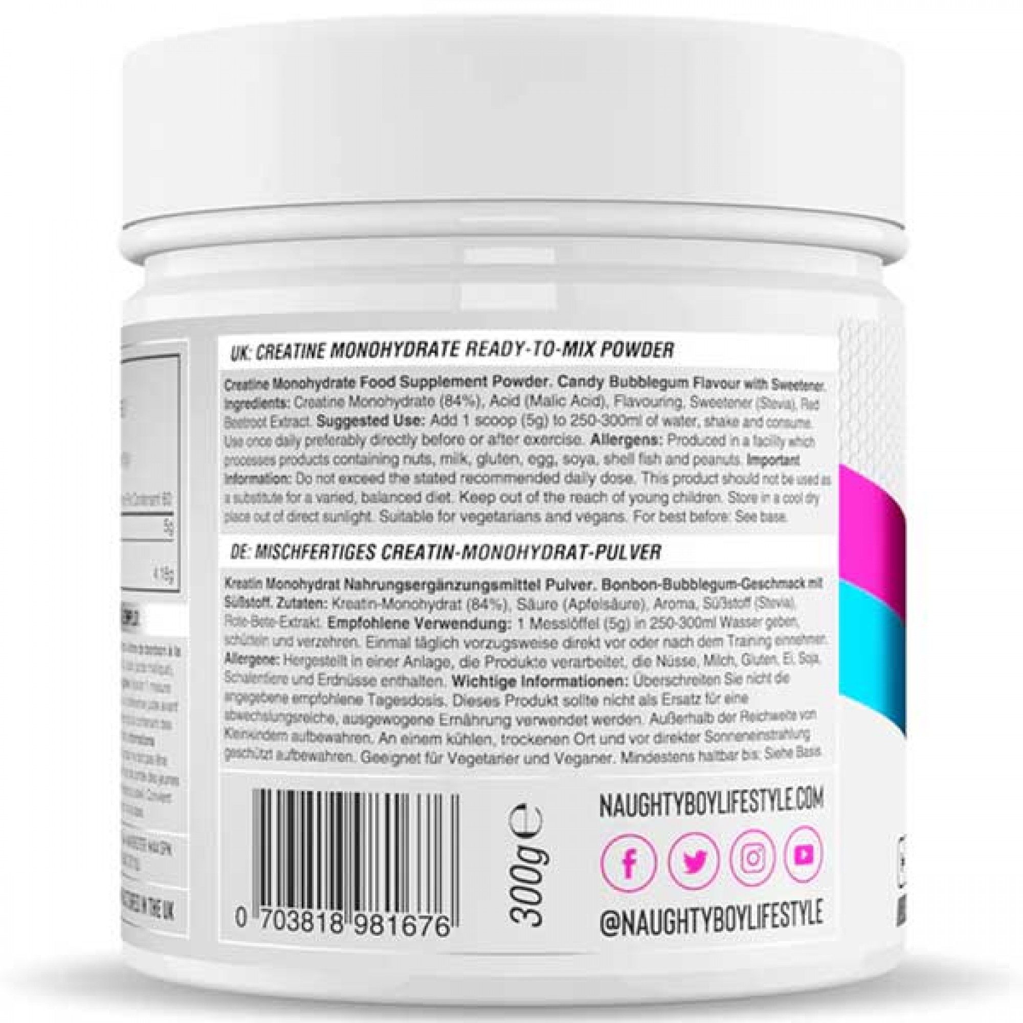 Naughty Boy Creatine Micronised 300g: Enhanced Performance & Muscle Growth