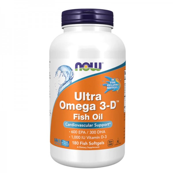 NOW Foods Ultra Omega 3 + Vitamin D3 - 180 Softgels | Heart & Bone Support