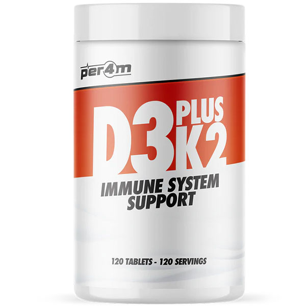 Per4m Vitamin D3 + K2 - 120 Tabs | Bone & Immune Support Supplement