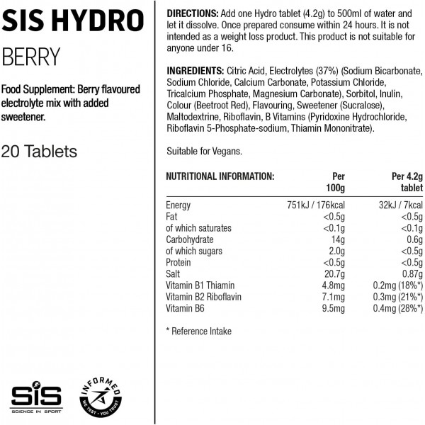 SiS Go Hydro Electrolyte Triple Pack Hydration Tablets (3 x 20)
