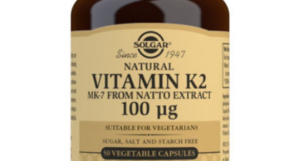 Solgar Natural Vitamin K2 (MK-7) 100 mcg 50 Vegetable Capsules ...