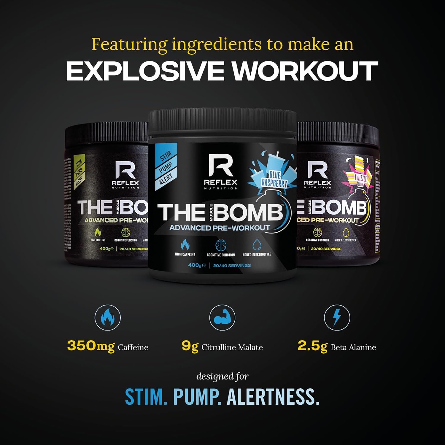 Reflex The Muscle Bomb Pre Workout 400g | BEST PRE WORKOUT | HPNUTRITION.ie